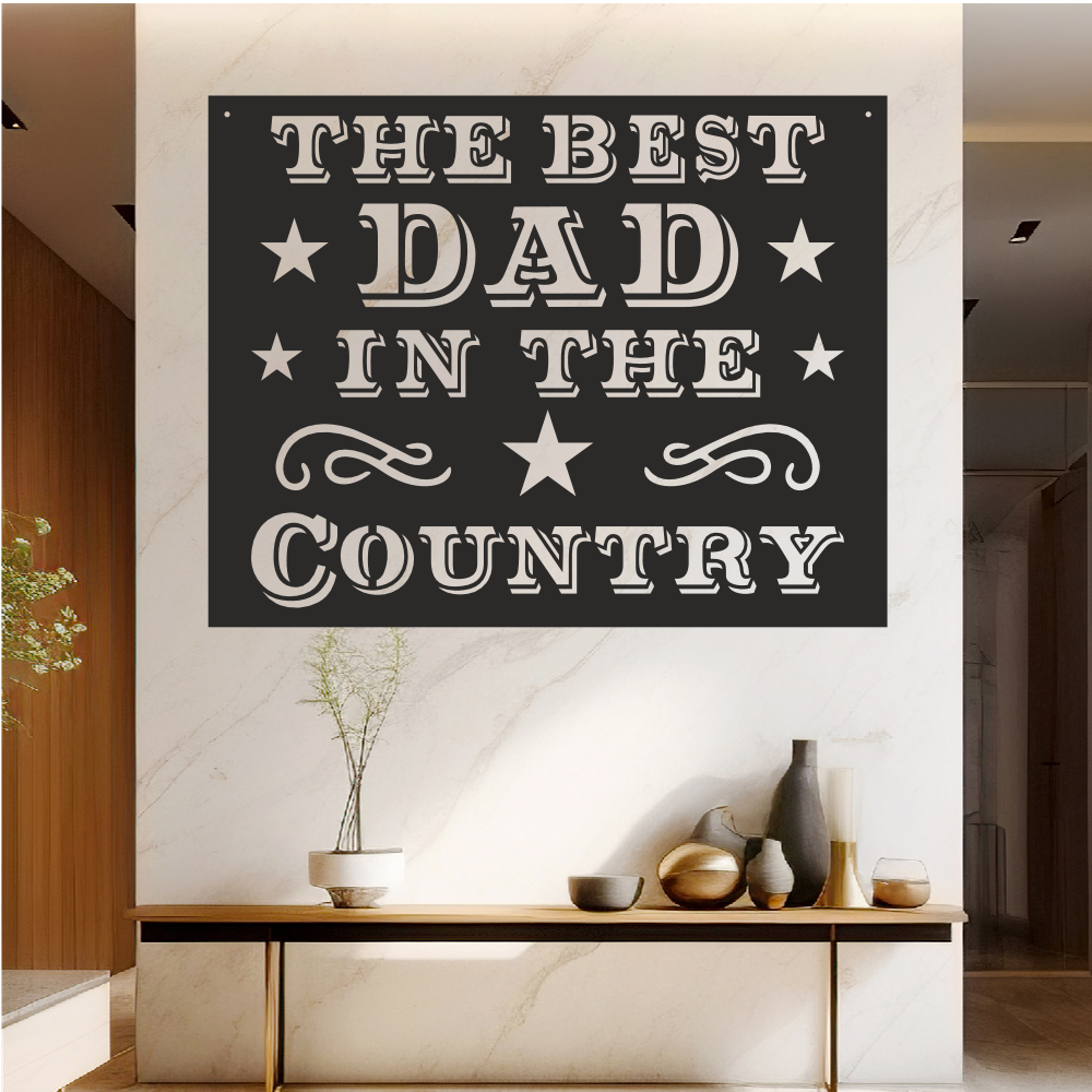 Schild "Best Dad in Country" – Metalldeko4u